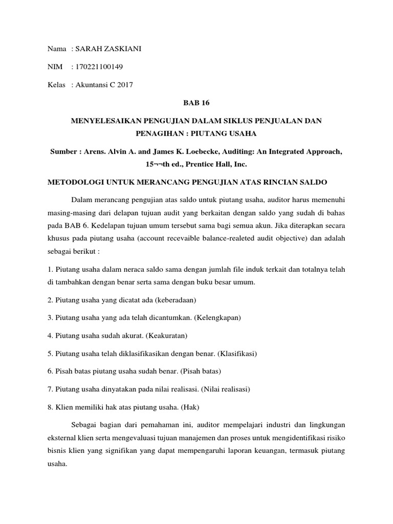 Audit Piutang Usaha: Metodologi dan Prosedur | PDF | Bisnis | Pengelolaan Keuangan & Uang