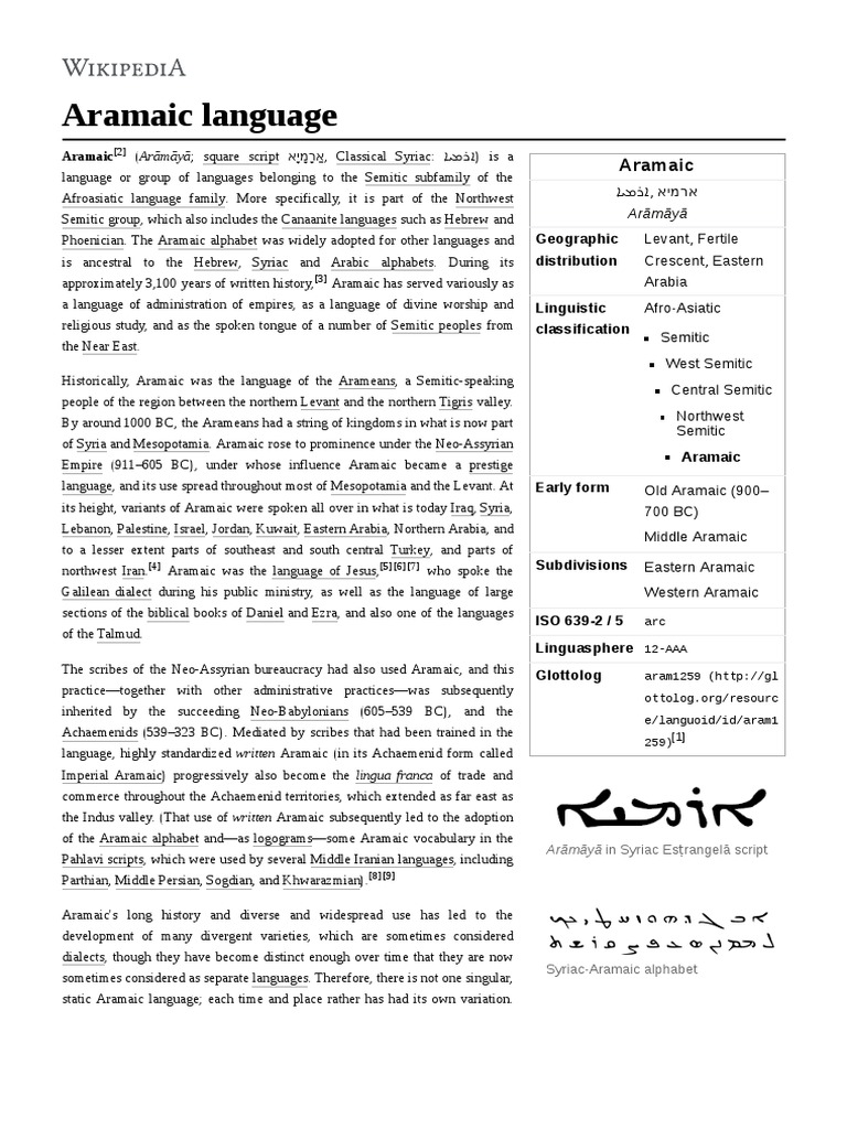 Aramaic Language | PDF | Hebrew Language | Languages Of Asia