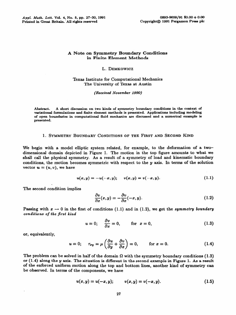 Symmetry Boundary Condition FEA | PDF | Boundary Value Problem | Fluid Mechanics