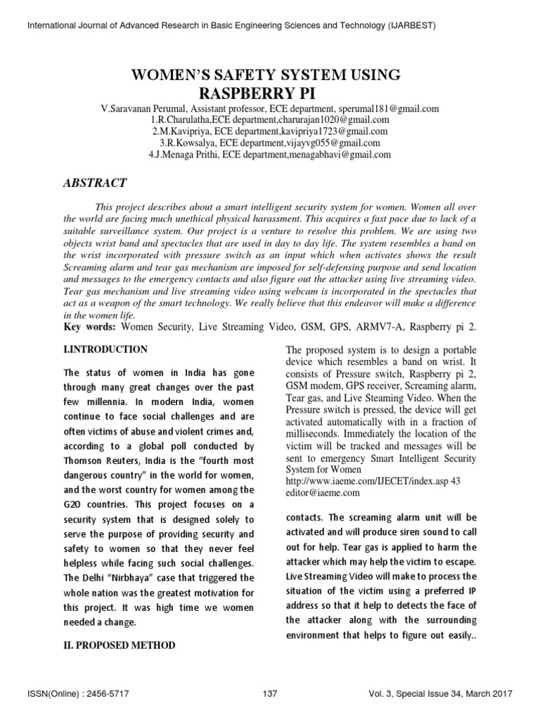 Women'S Safety System Using Raspberry Pi: Key Words | PDF | Arm ...