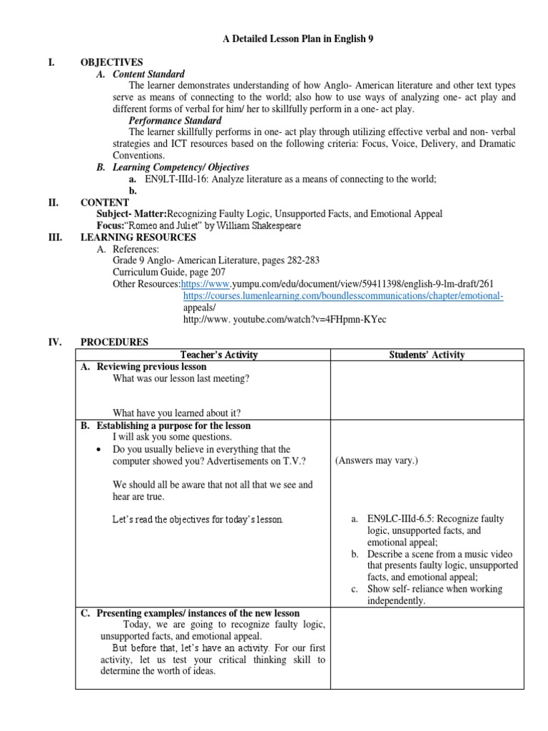 Faulty Logic | PDF | Lesson Plan | Learning