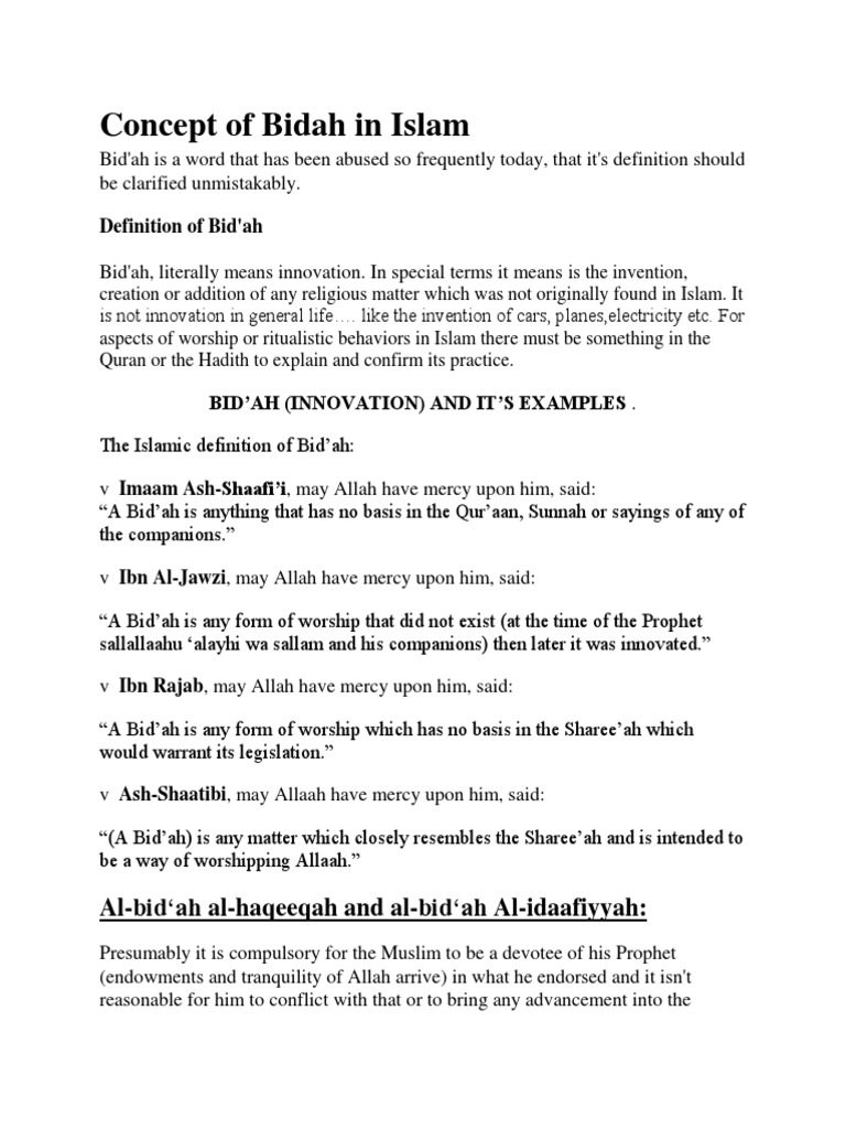 Concept of Bidah in Islam | PDF | Hadith | Muhammad