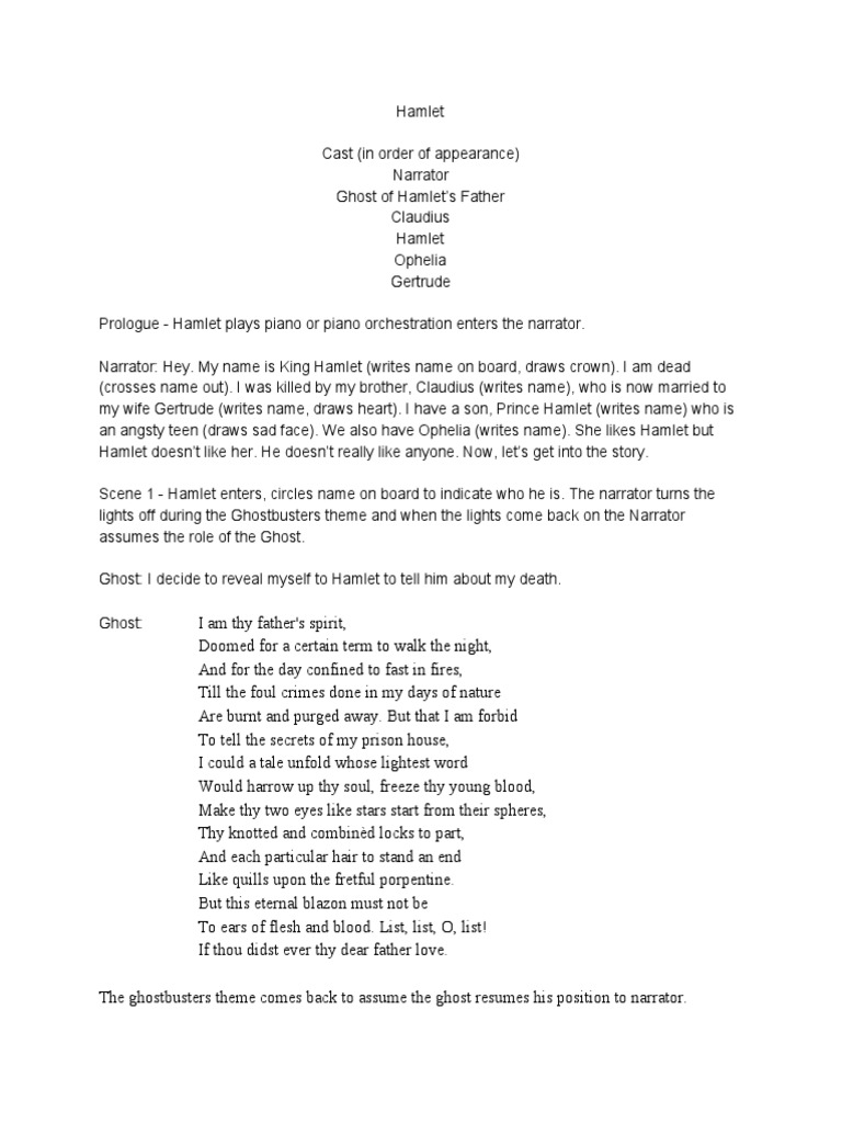 Hamlet Script | PDF | Hamlet | Plays Based On European Myths And Legends