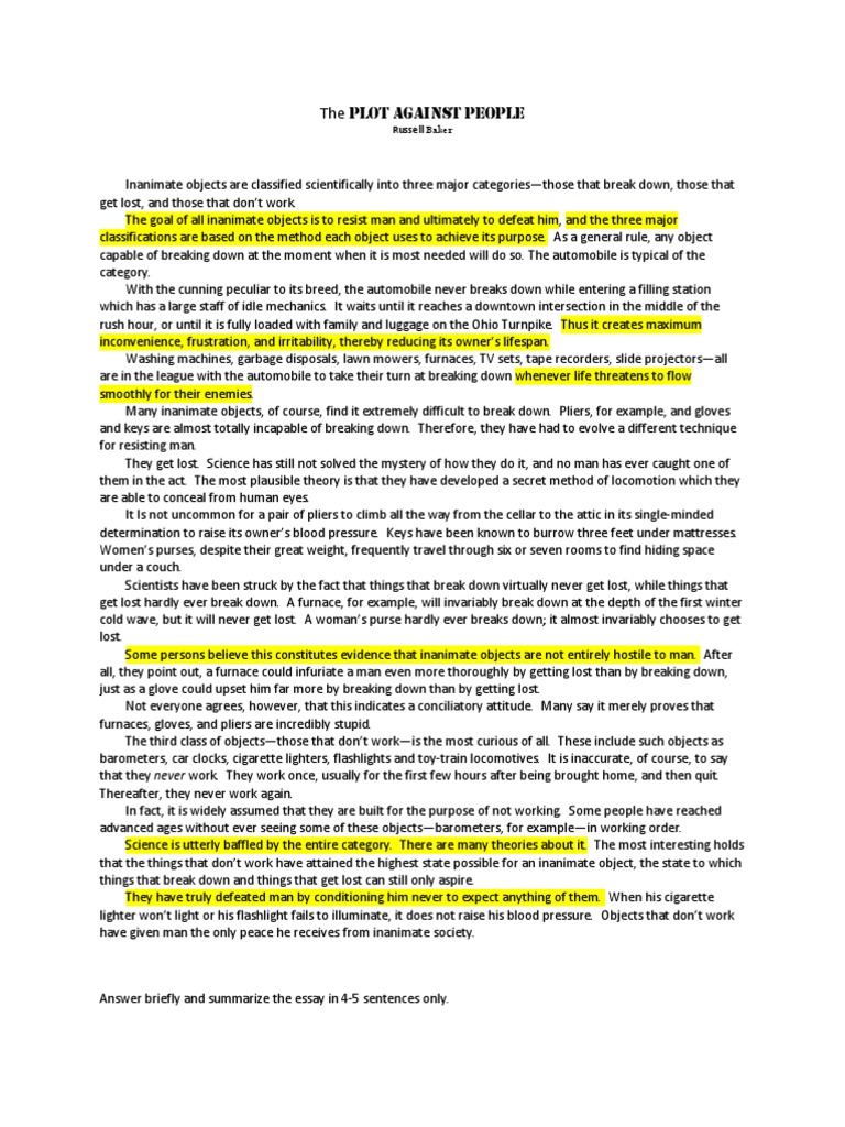 The Plot Against People: How Inanimate Objects Resist Humans | PDF ...