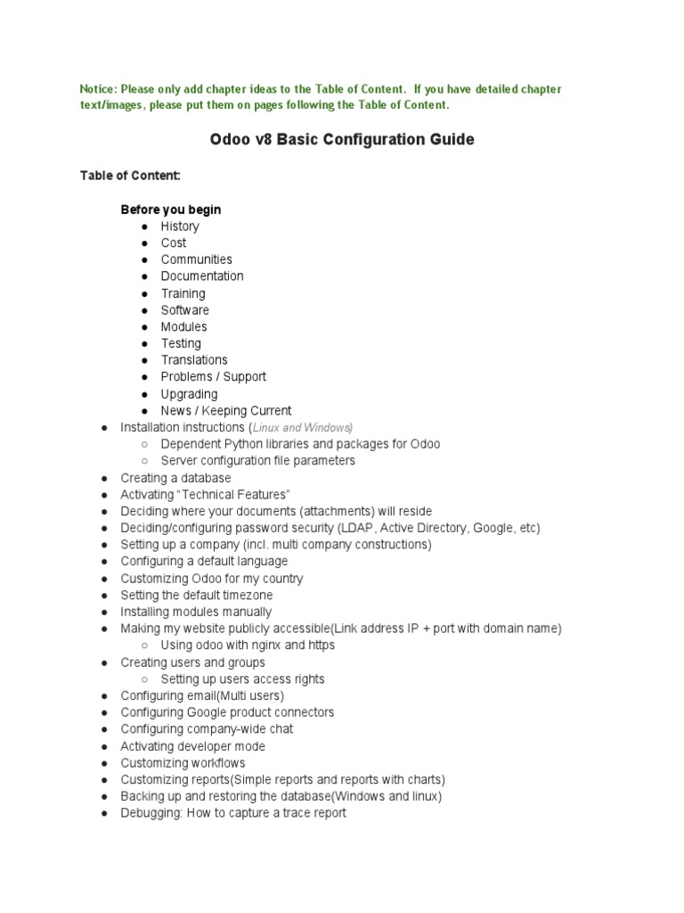 Odoo v8 Basic Configuration Guide | PDF | Internet Forum | Mobile App