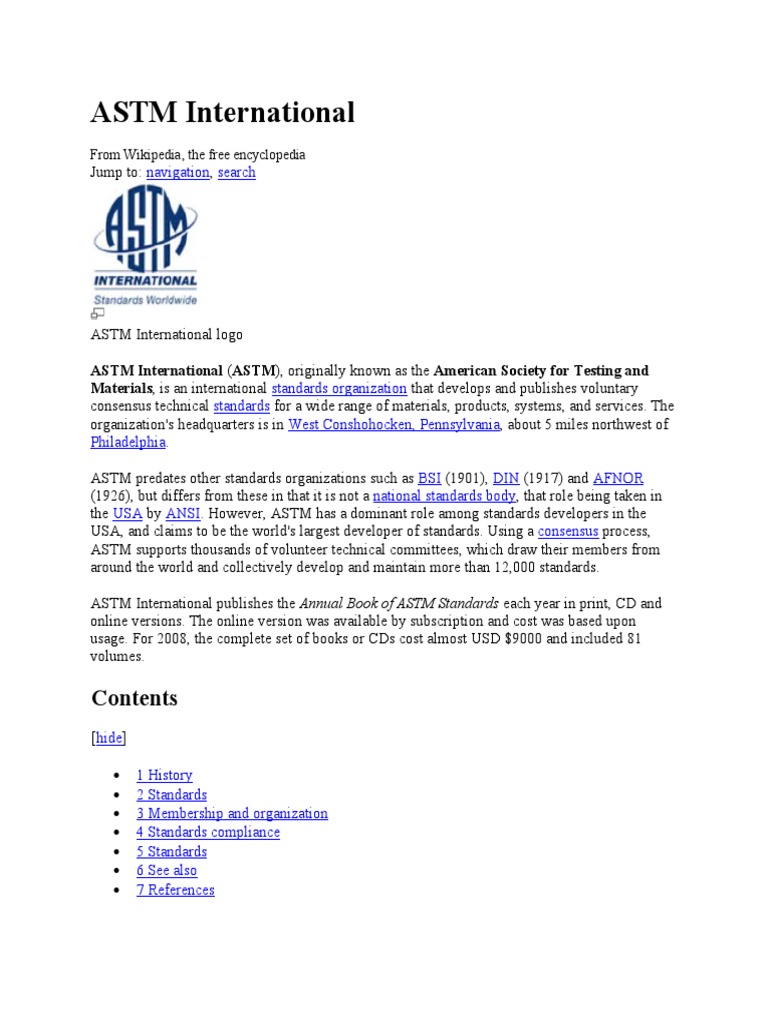 ASTM International: From Wikipedia, The Free Encyclopedia | PDF ...