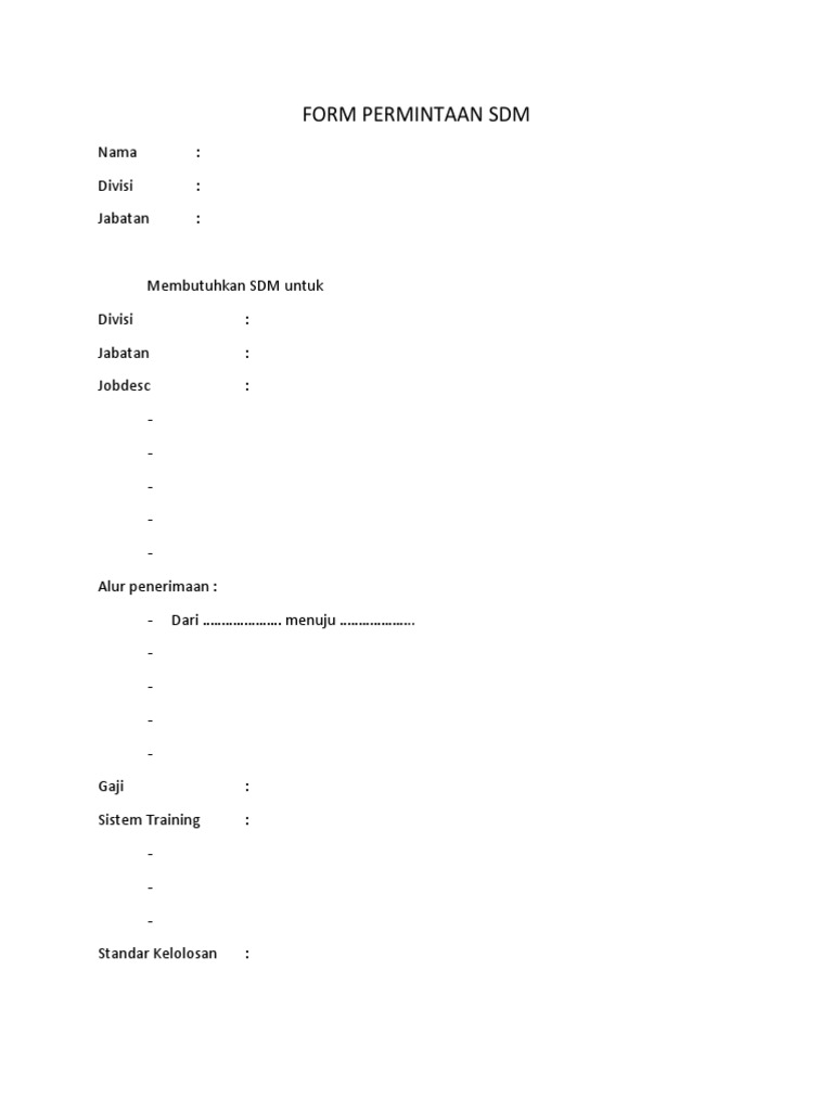 Form Permintaan SDM | PDF