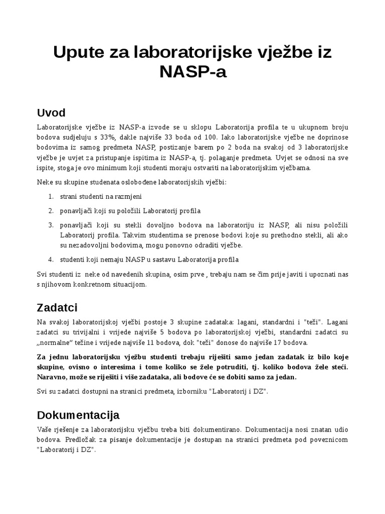 Upute Za Laboratorijske Vjezbe v2 | PDF