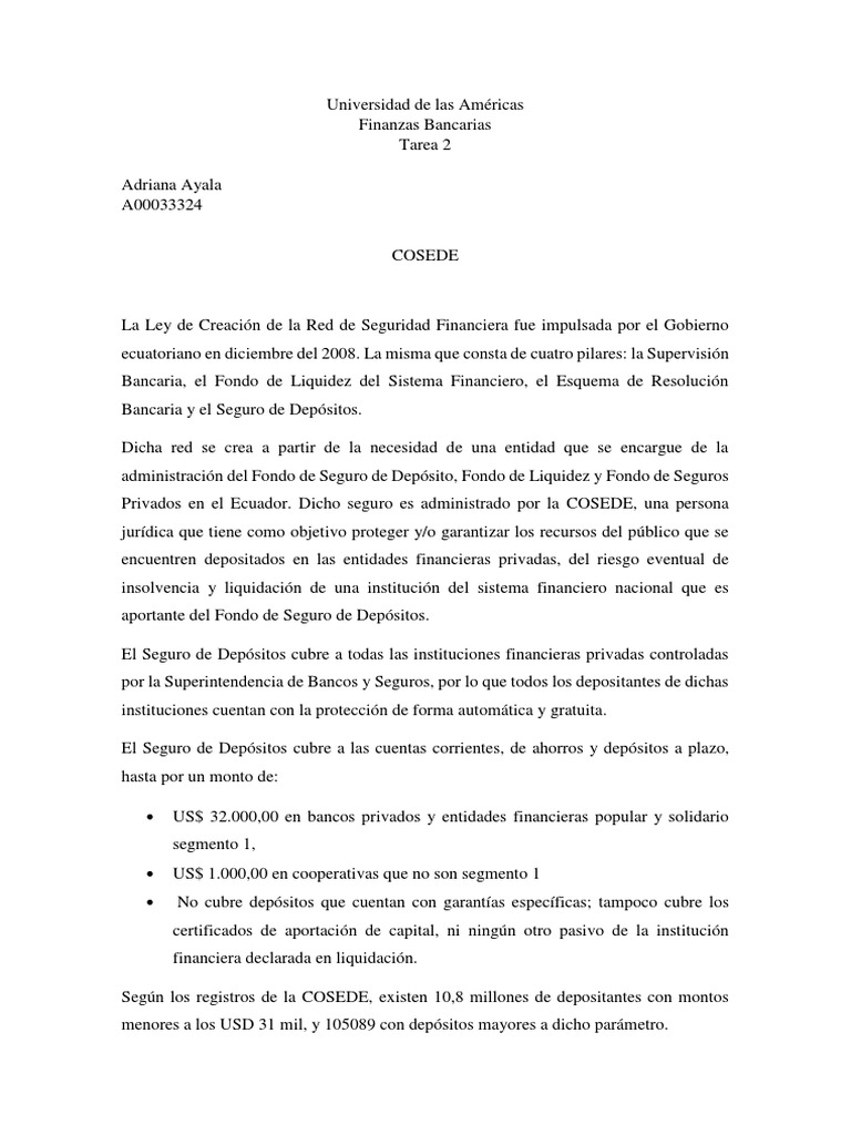 COSEDE | PDF | Depósito a plazo fijo | Bancos