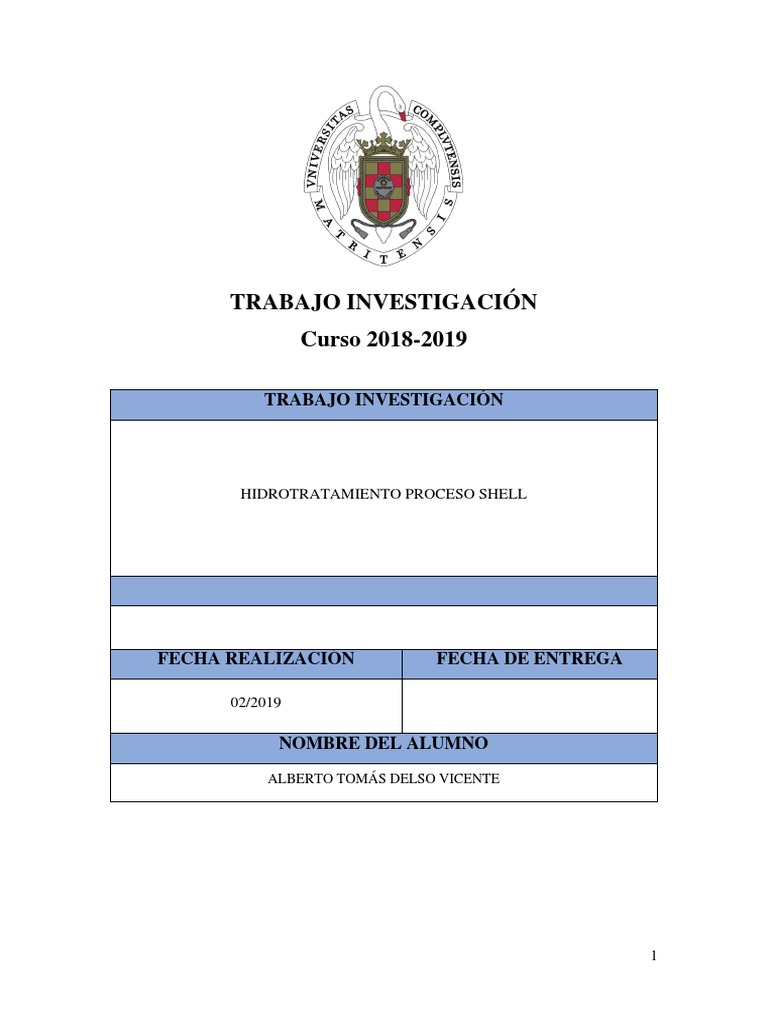 Trabajo Investigación, Hidrotratamiento Proceso Shell | PDF | Catálisis ...