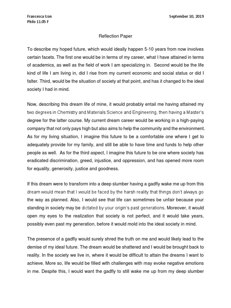 Reflection Paper | PDF | Dream | Socrates