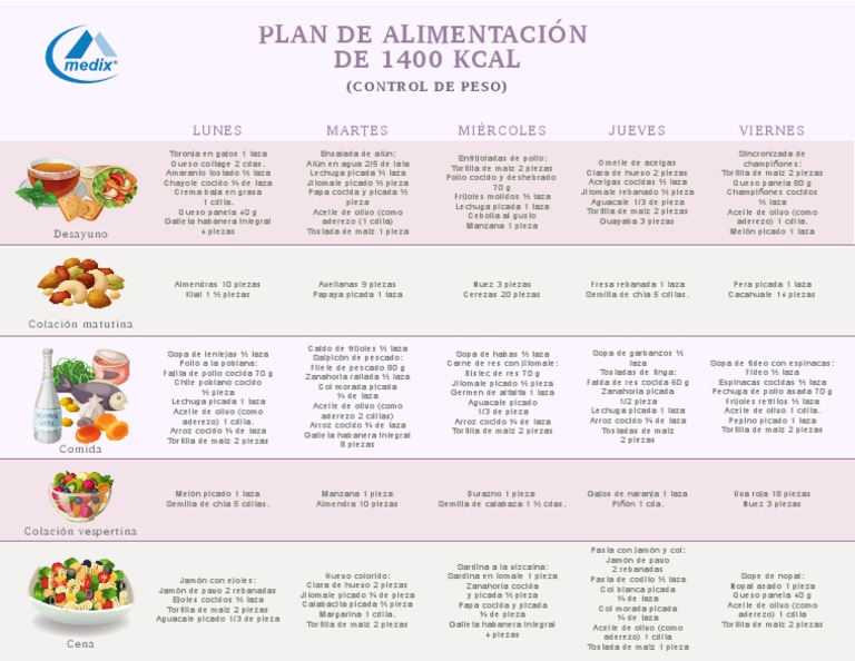 Plan De Alimentación 1400 Kcal Pdf Tostada Sopa