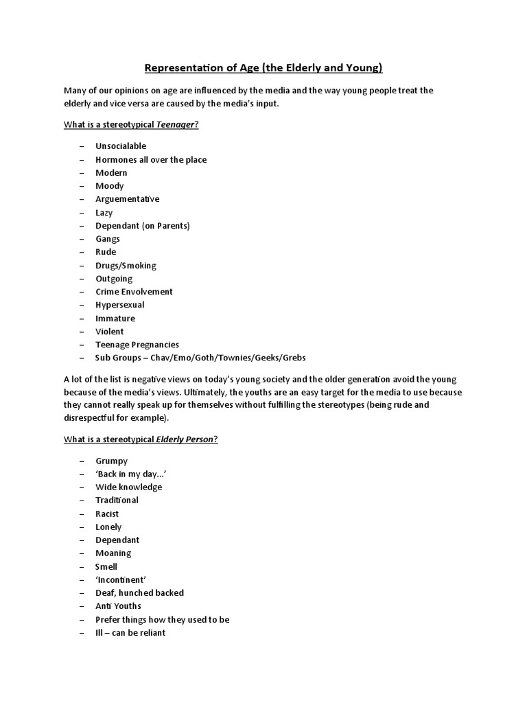 Representation of Age | PDF