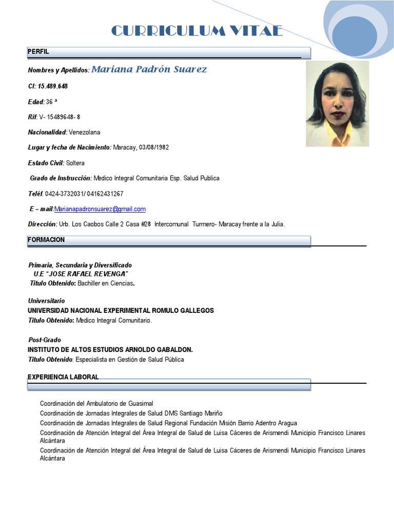 Curriculum MARIANA | PDF