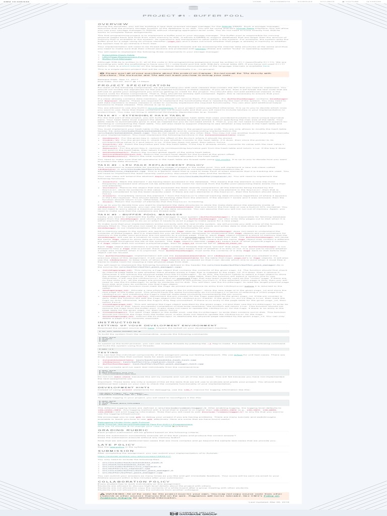 Project #1 - Buffer Pool - CMU 15-445 - 645 - Intro To Database Systems | PDF | Databases ...