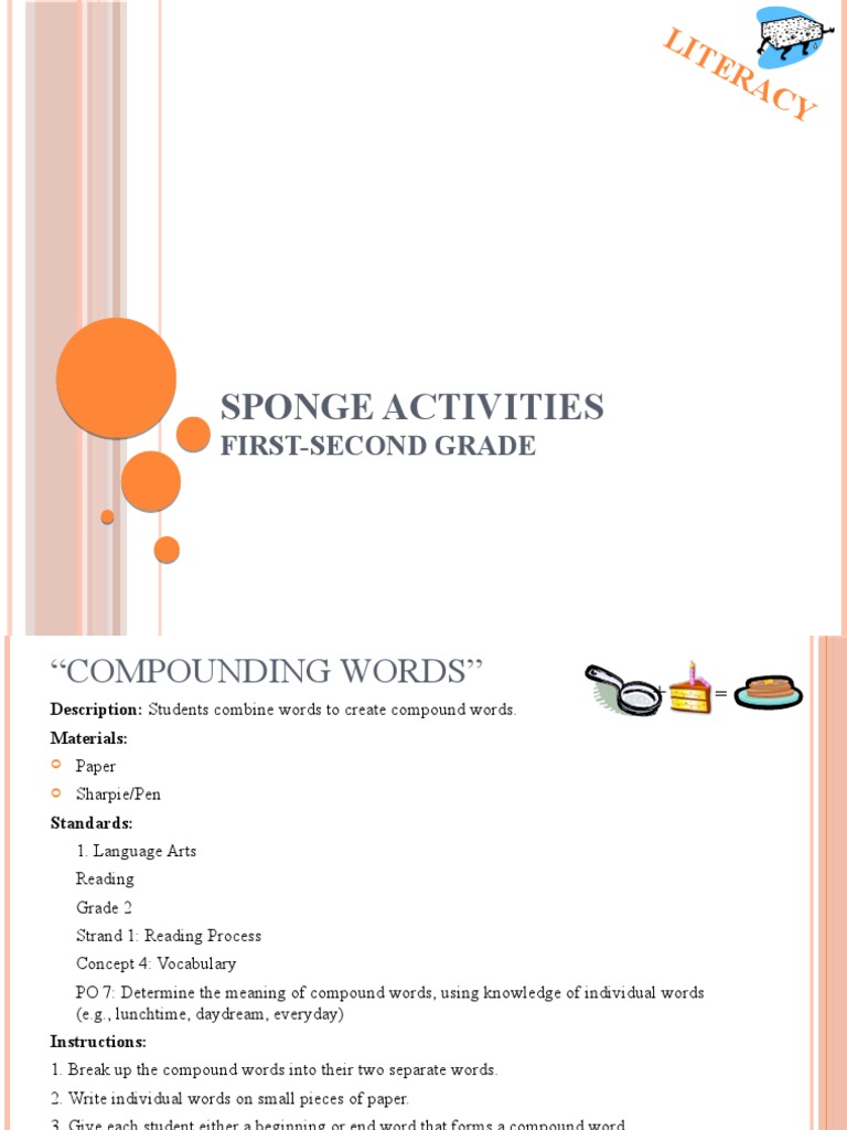 Sponge Activities: First-Second Grade | Download Free PDF | Word | Vowel