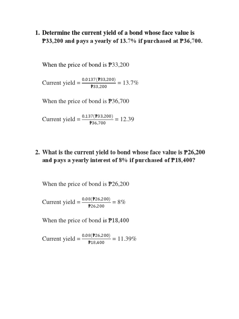 Math Activity 4 | PDF | Bonds (Finance) | Yield (Finance)