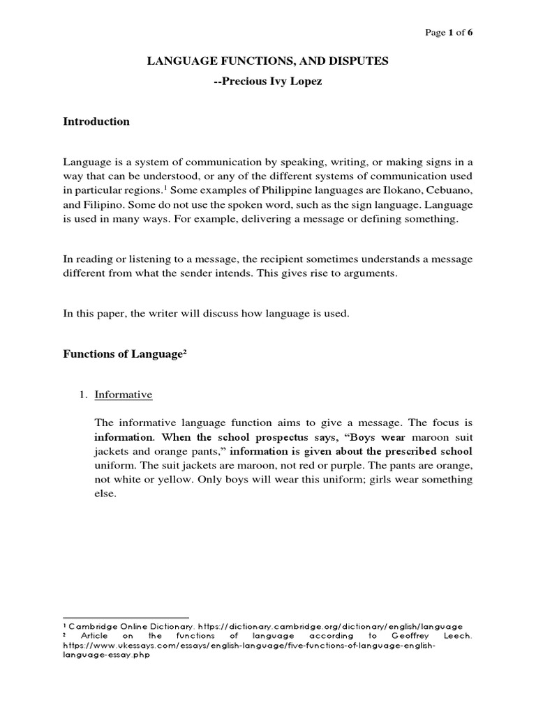 Language Functions | PDF | Characters In Romeo And Juliet