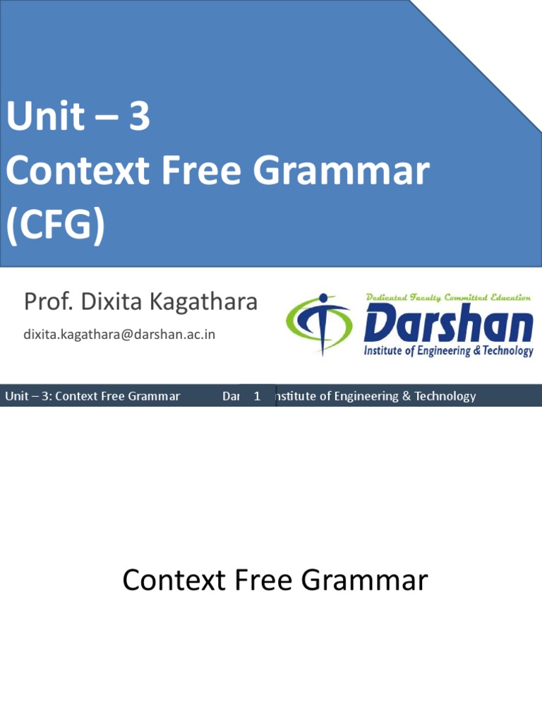 Unit - 4 Pushdown Automata: Unit - 3 Context Free Grammar (CFG) | PDF ...