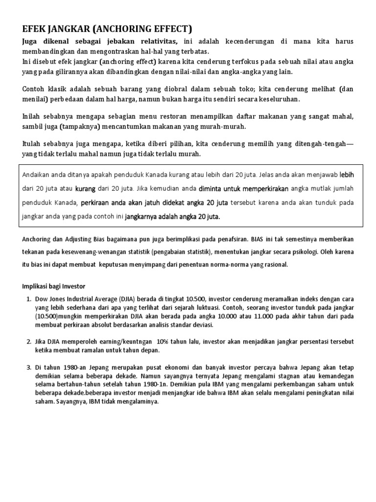 Efek Jangkar: Pengaruh dan Implikasi | PDF