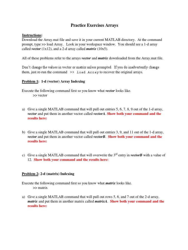 Exercises Arrays | PDF