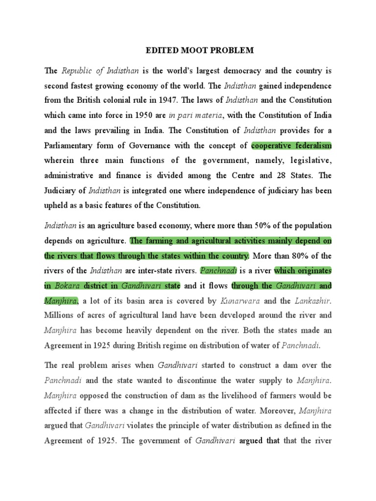 Moot Issue On Kaveri | PDF | Constitution | Government Information