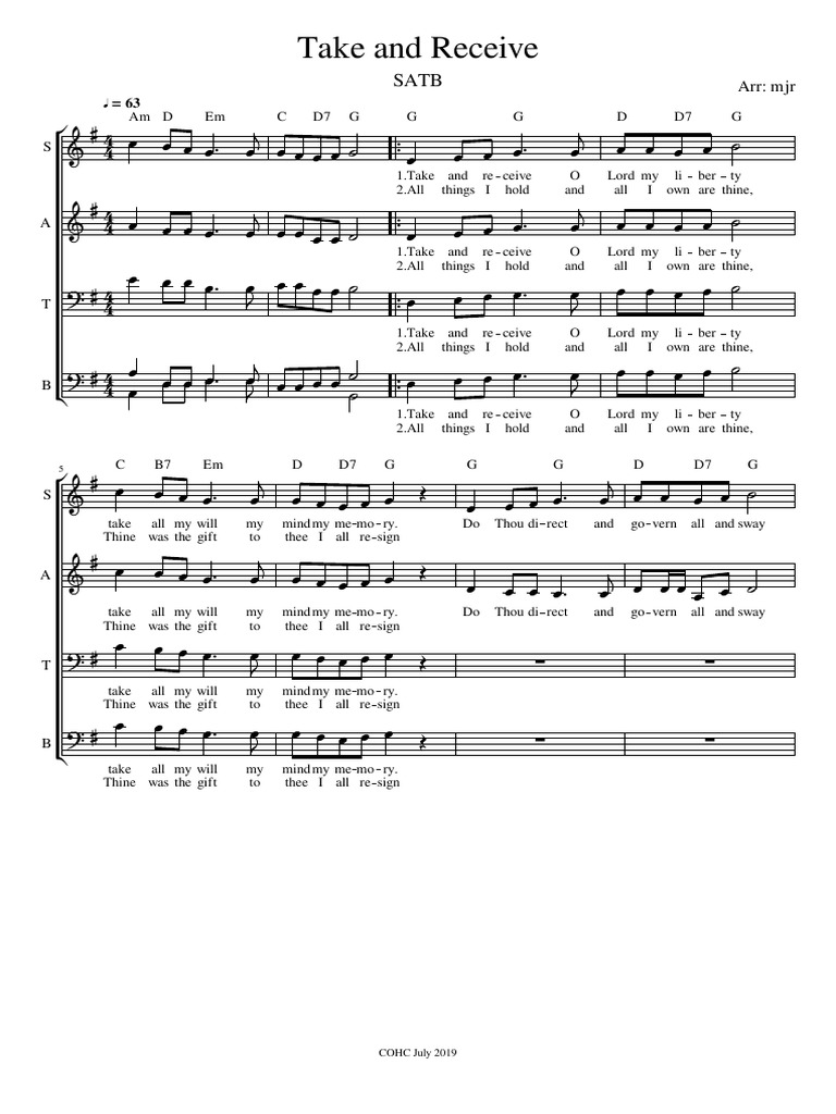 Take and Receive SATB | PDF