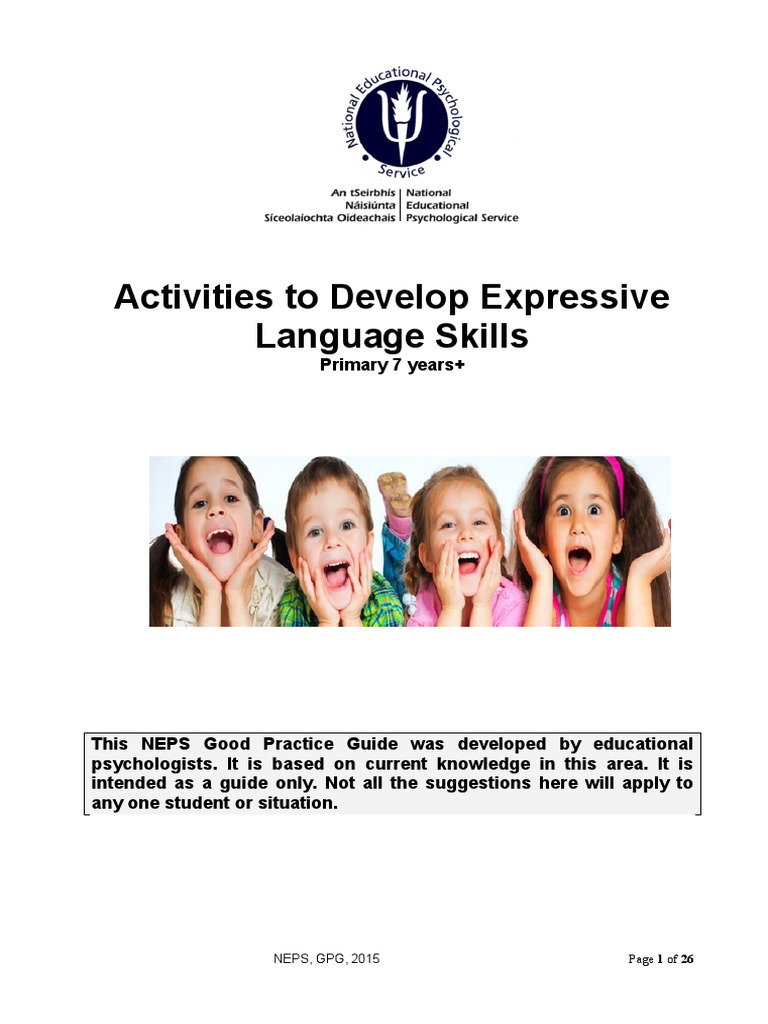 Activities Develop Expressive Language Skills Prim 7years | Download ...