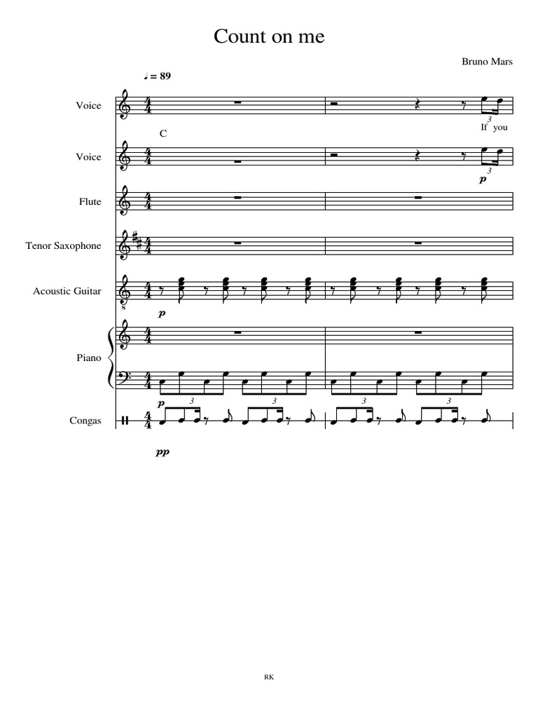 Count On Me: Bruno Mars 89 | PDF | Popular Music | Elementary Organology