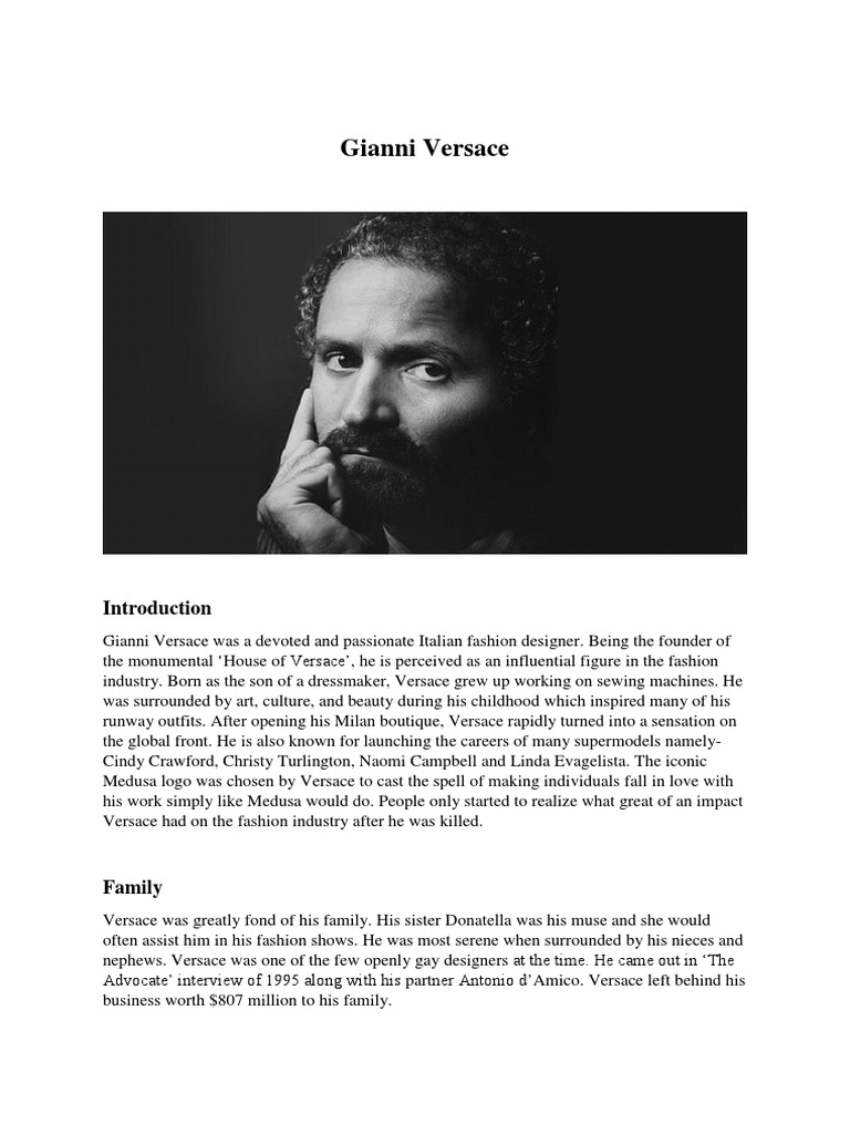 The Life and Legacy of Fashion Icon Gianni Versace | PDF | Fashion