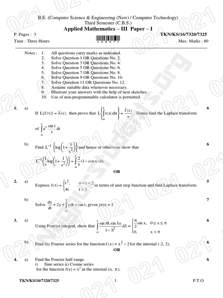 Applied Mathematics - III0 | PDF | Sine | Trigonometric Functions