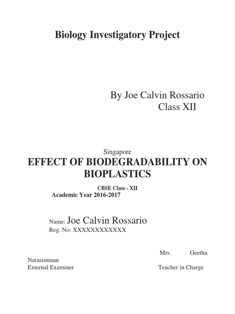 Biology Investigatory Project | PDF | Biodegradation | Plastic
