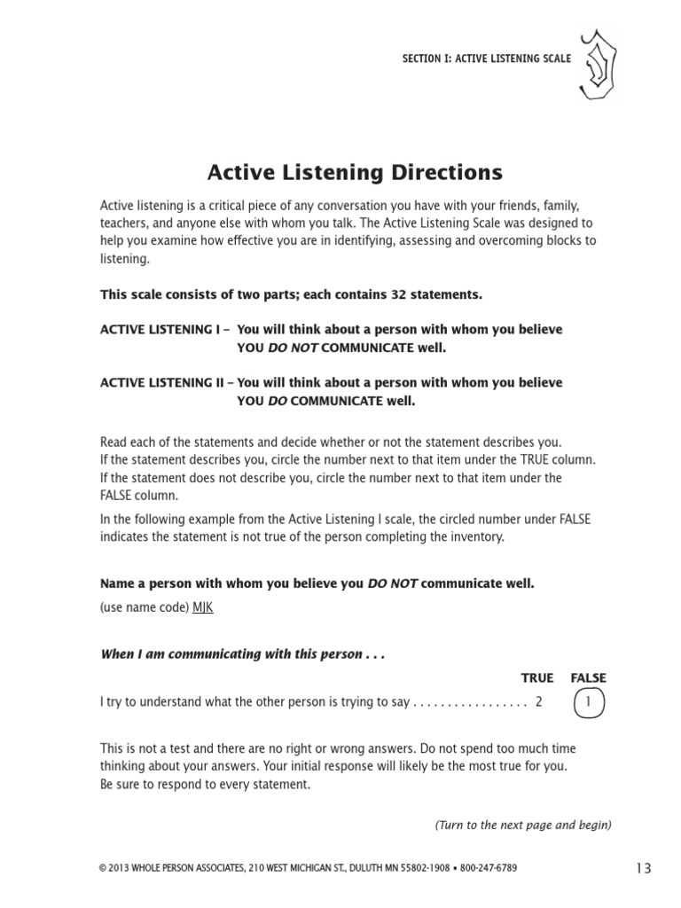 Active Listening Self-Assessment | PDF | Communication | Cognitive Science