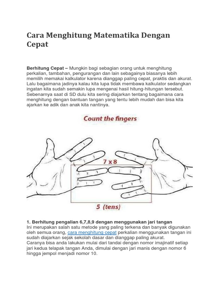 Cara Menghitung Matematika Dengan Cepat | PDF