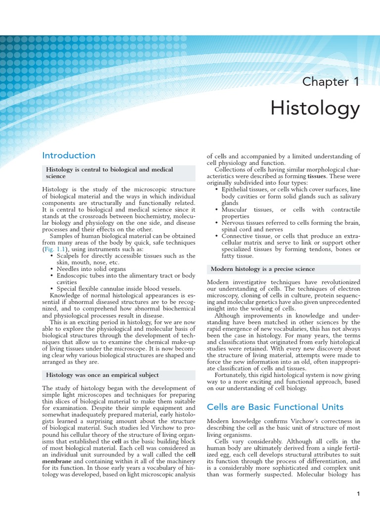 Introduction to Histology Basics | PDF | Tissue (Biology) | Human Body