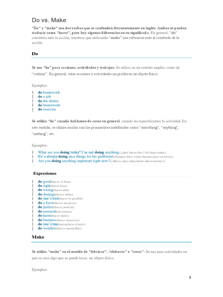 Do Vs Make | PDF