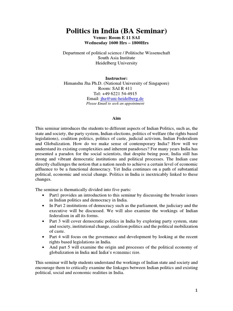 Politics in India-1 | PDF | Federalism | Political Science