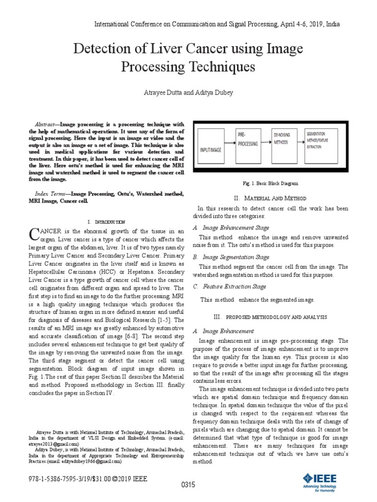 Detection of Liver Cancer Using Image Processing Techniques | PDF ...