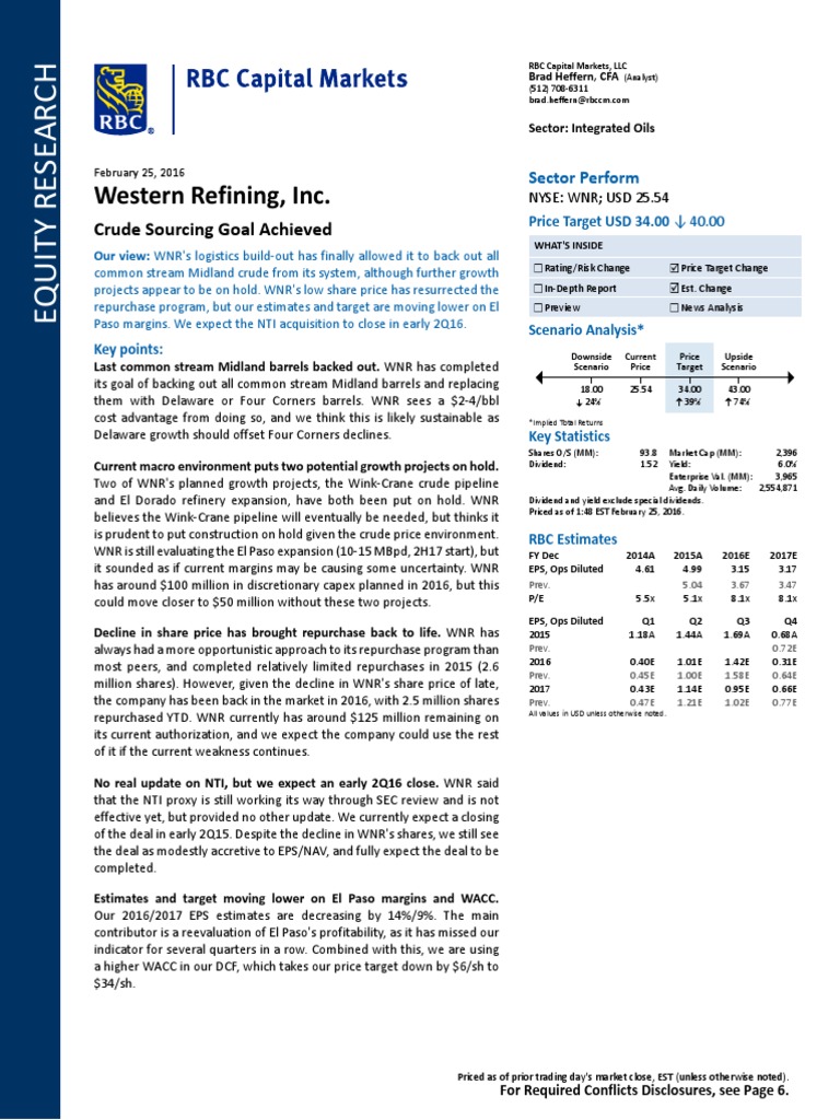 Western Refining, Inc.: Crude Sourcing Goal Achieved | PDF | Financial ...