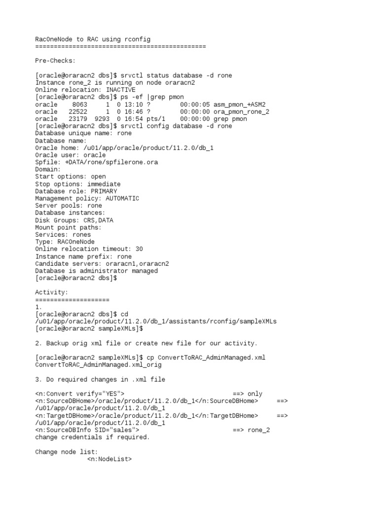 RacOneNode To RAC Using Rconfig | PDF | Databases | Computer Engineering