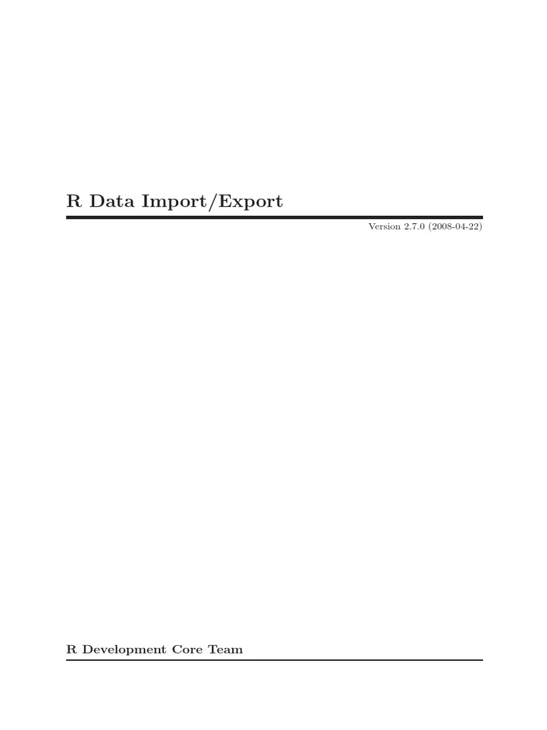 R Data Import/Export: R Development Core Team | PDF | Sql | Databases