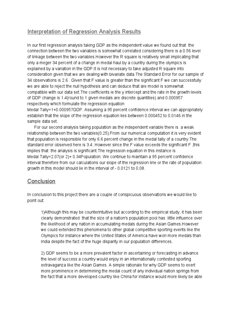 Interpretation of Regression Analysis Results: Conclusion | PDF ...