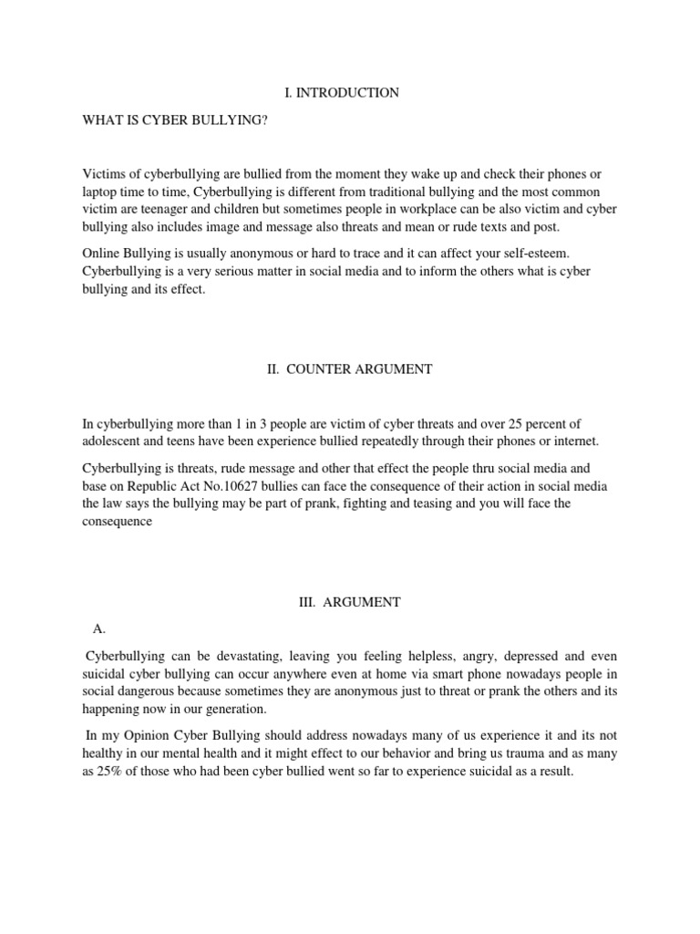 Position Paper | PDF | Cyberbullying | Bullying