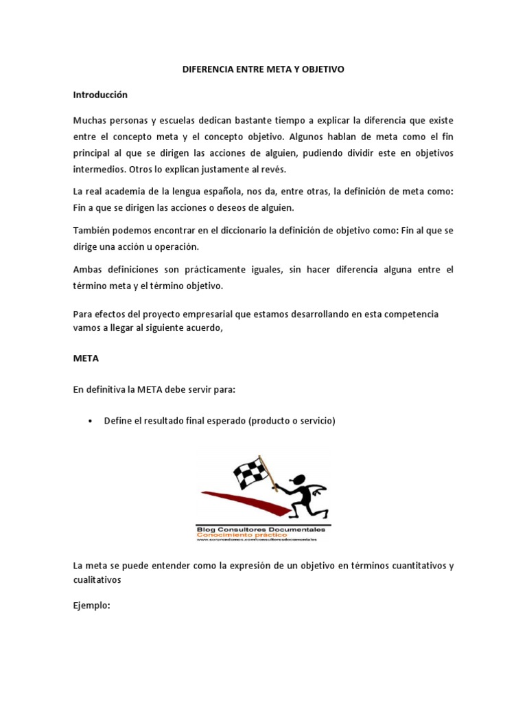 Diferencia Entre Meta y Objetivo | PDF
