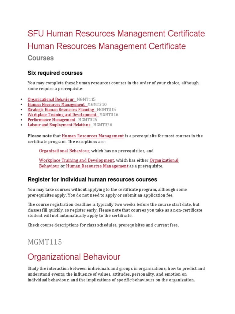Human Resources Certificate | PDF | Textbook | Performance Management