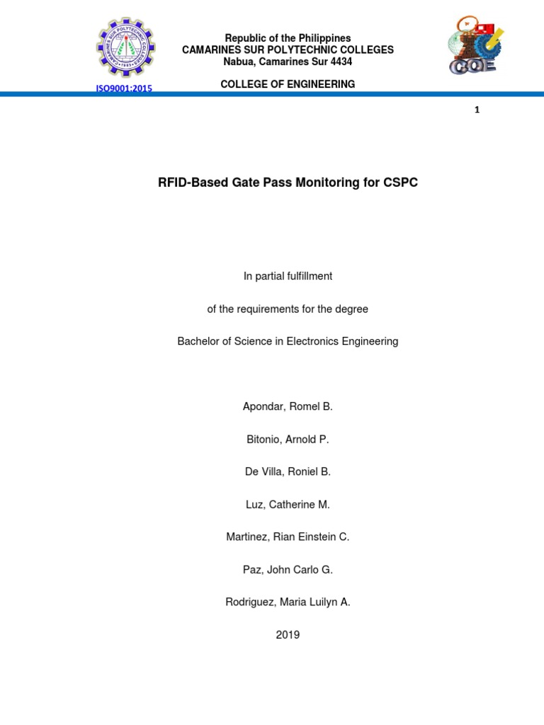 RFID-Based Gate Pass Monitoring For CSPC May Kasama Nang Recomendations ...