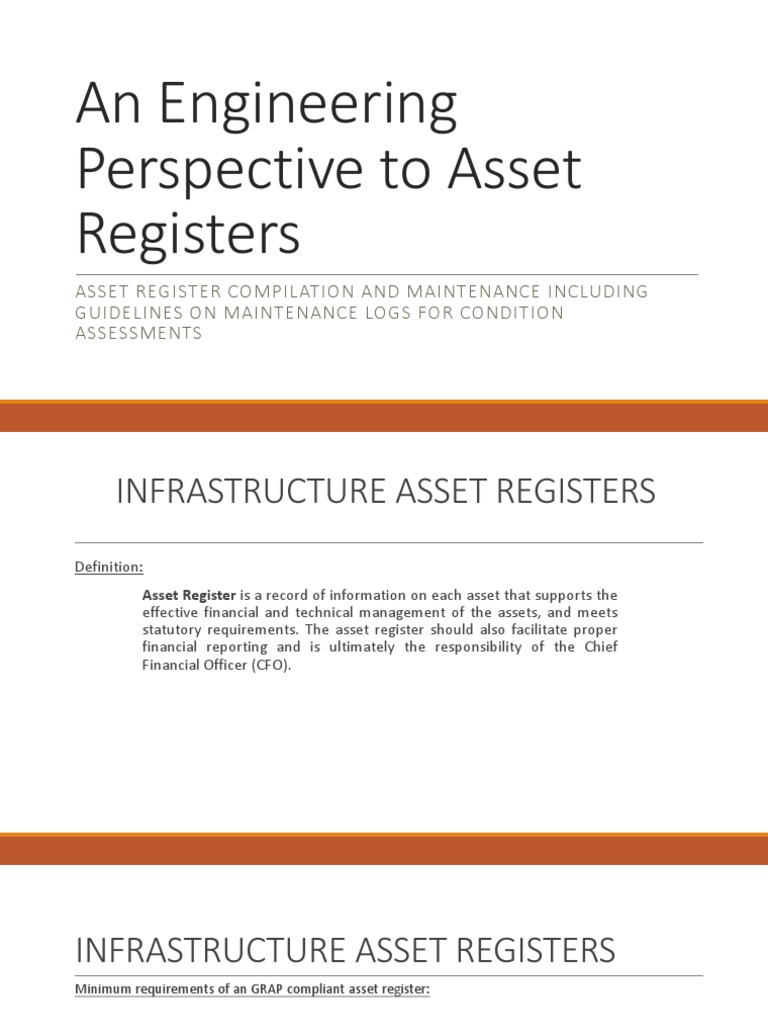 Asset Register Guide for Engineers | PDF | Road | Depreciation