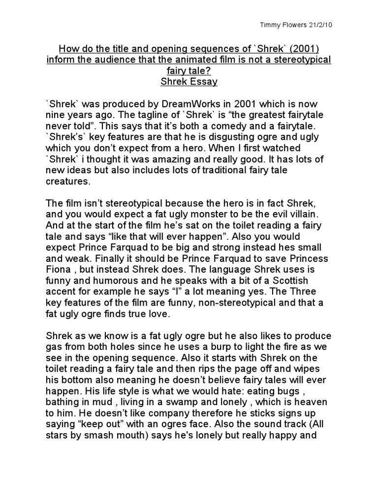 Shrek Essay | PDF