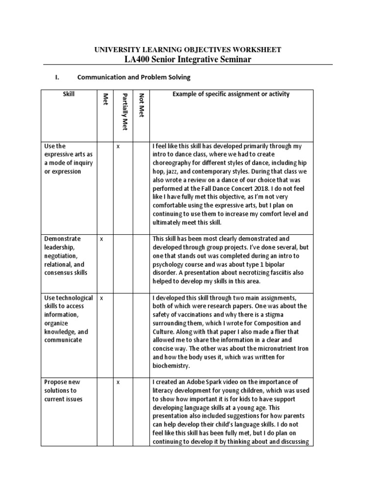 University Learning Objectives Assessment | PDF | Decision Making | Jesus