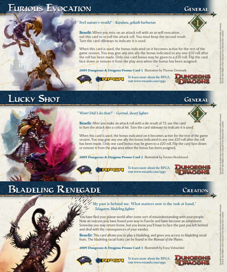 2009 D&D Rewards Cards | PDF | Dungeons & Dragons | D20 System